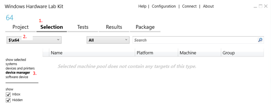 HLK Studio does not show my devices in selection tab. - Microsoft Q&A