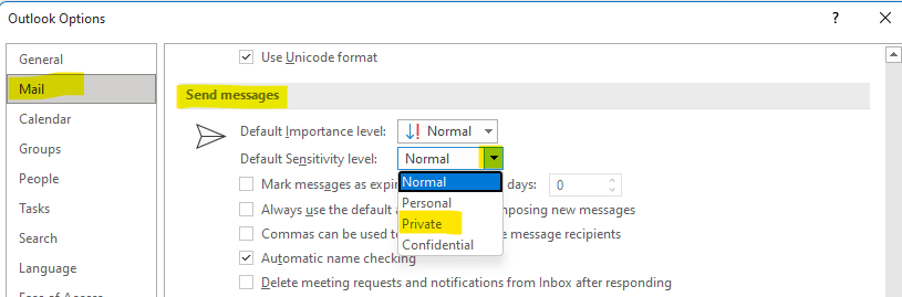 How to make all appointments Private by default in Outlook 365 agenda ...