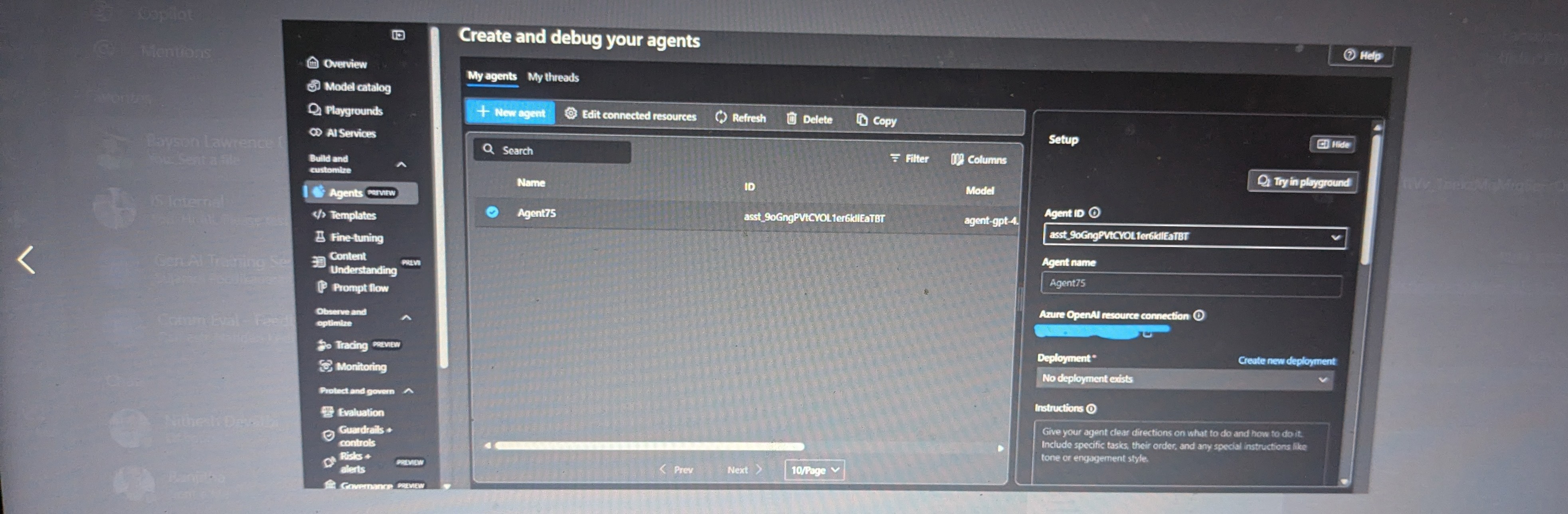 Deployment names are not visible in deployment drop-down of Foundry ...