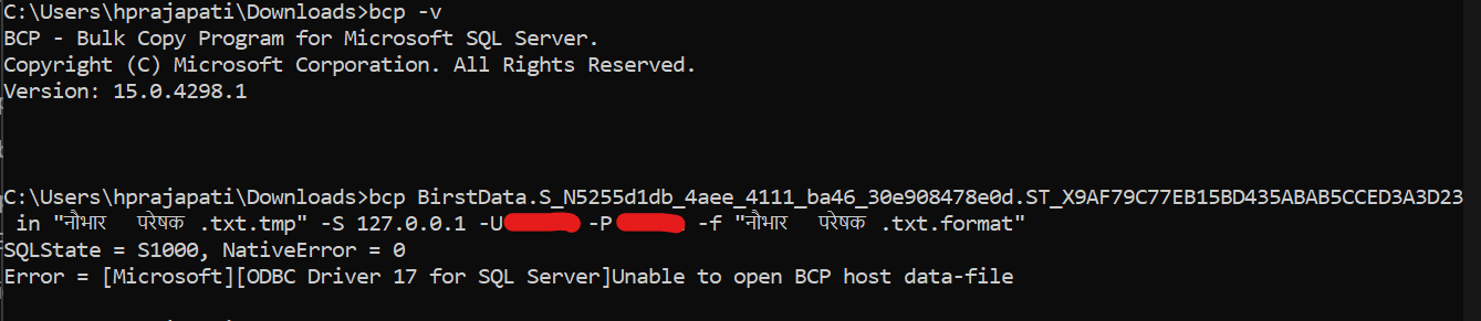 Issue with Bulk import using BCP with data file name consisting non ... Issue with Bulk import using BCP with data file name consisting non ...