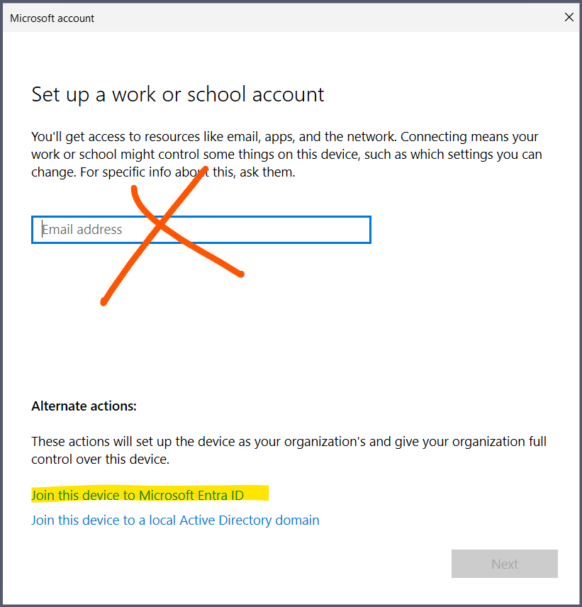 When I sign with work account in Windows, it says "Acount does not ...