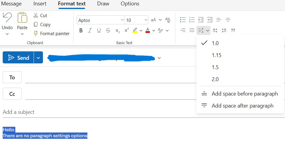 How do I edit the paragraph settings on new outlook? - Microsoft Q&A