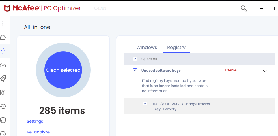 HKCU\software\changetracker key is empty and continues to reappear ...