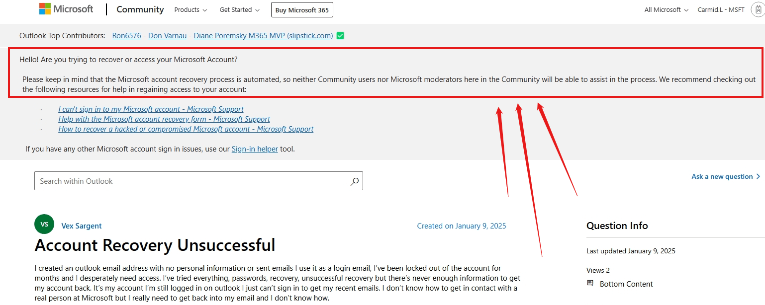 Account Recovery Unsuccessful - Microsoft Q&A