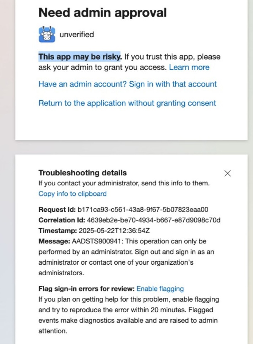 Need admin approval while authorizing using oauth2.0 - Microsoft Q&A