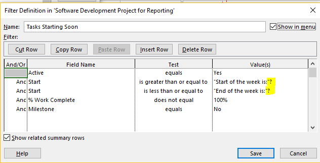 Where do "Tasks Starting Soon" and "Tasks Due This Week" get their date ...