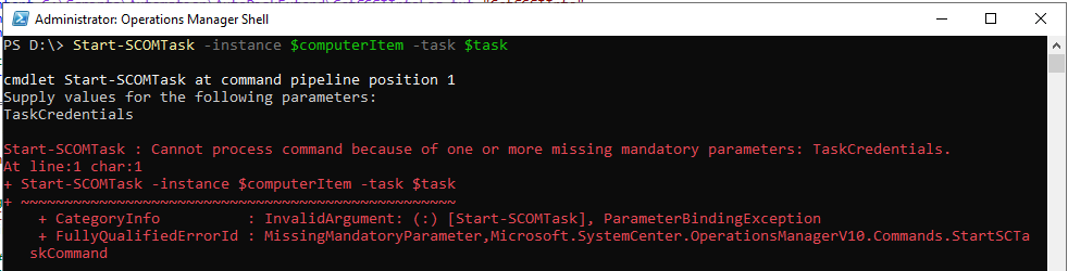 Scom 2022 How I Can Use In Powershell Predefined Run As Account In Start Scomtask Command