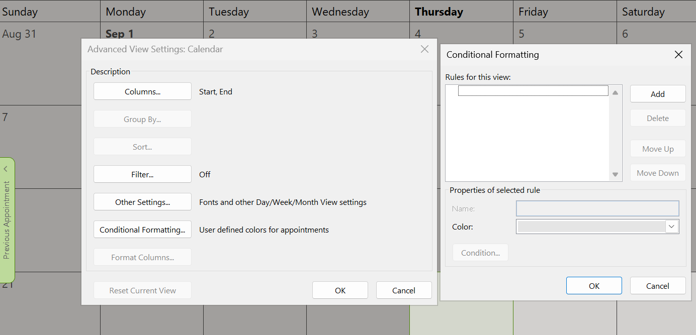 My Outlook Classic Calendar recently stopped graying out past days ...