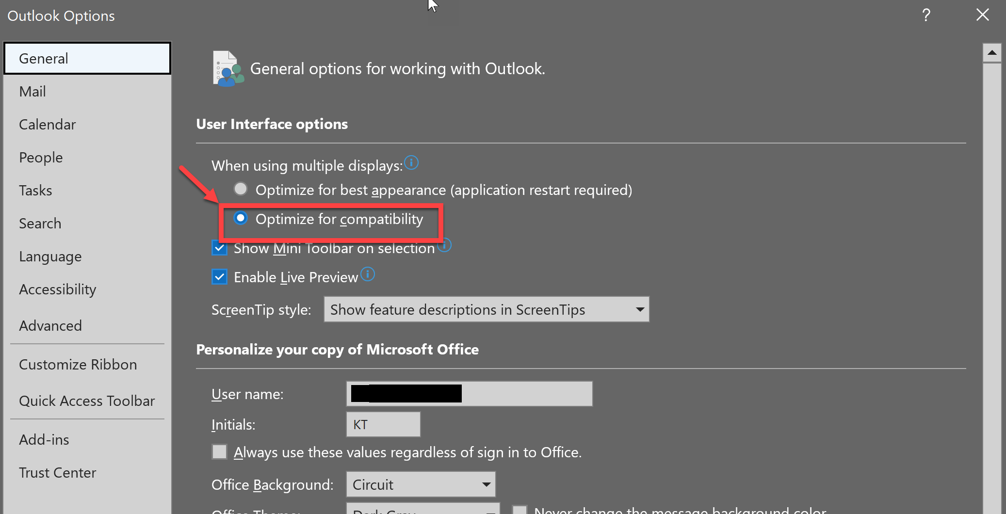 Unexpected GUI look-and-feel changes in Outlook and then they disappear ...