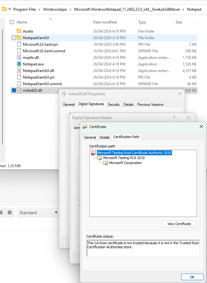 Signing certificate on new Notepad files - Microsoft Q&A