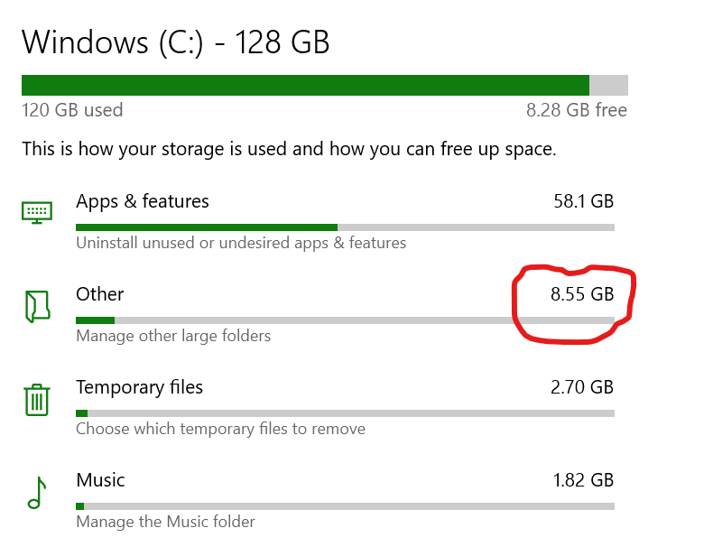 Windows 10 Storage on C Drive - Other Files Storage - Microsoft Q&A