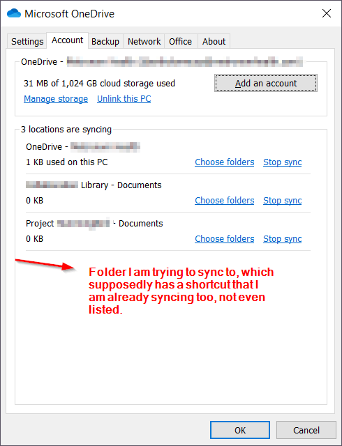 OneDrive error "We can't sync your shortcut ... however you can access ...