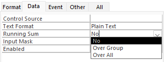 Can I get a running sum in access? Either in a query, form or report ...