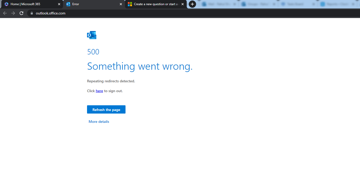 Infinite loop after successfully logging into Outlook - Microsoft Q&A