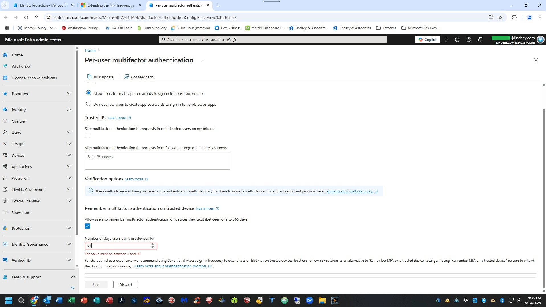 Extending the MFA frequency past 90 days in Microsoft 365 Business ...