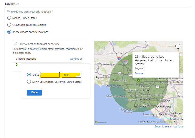 How to limit geographic area for ads - Microsoft Q&A