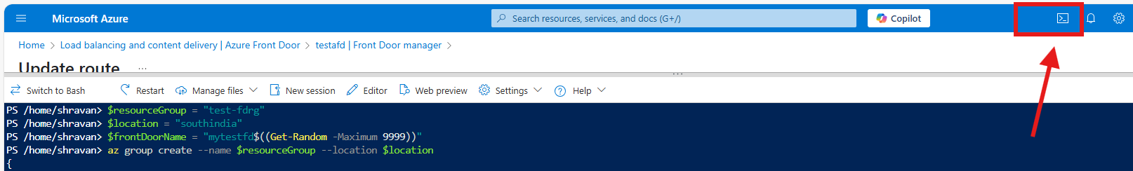 Creation of front door is failing through powershell script with profile error - Microsoft Q&A