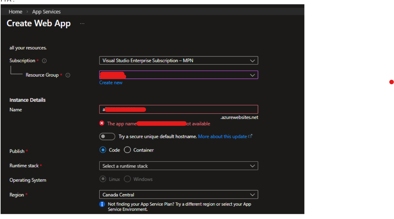 App Service Name not available - Microsoft Q&A