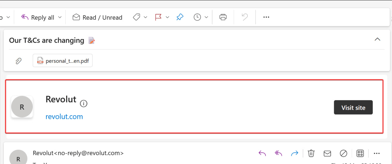 How do you get rid of Outlook Web "Visit site" on top of email ...