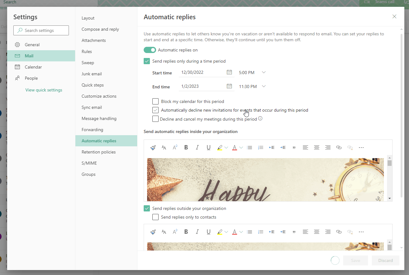 Automatic Replies aren't saved - Microsoft Q&A