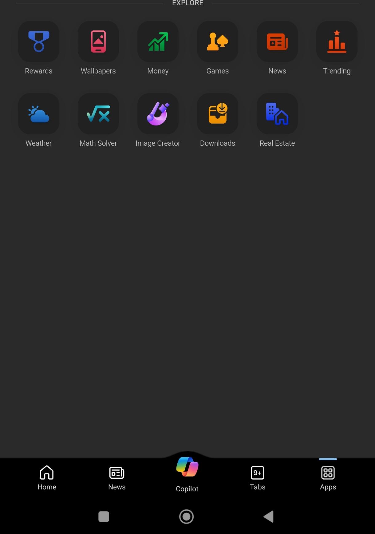 the reward dashboard doesnt show on bing app and when i open it from another website, the option ...