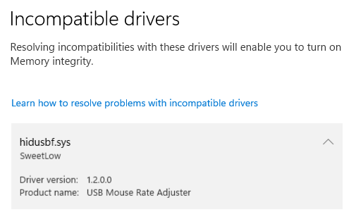 How to fix incomatible driver hidusbf.sys - Microsoft Q&A