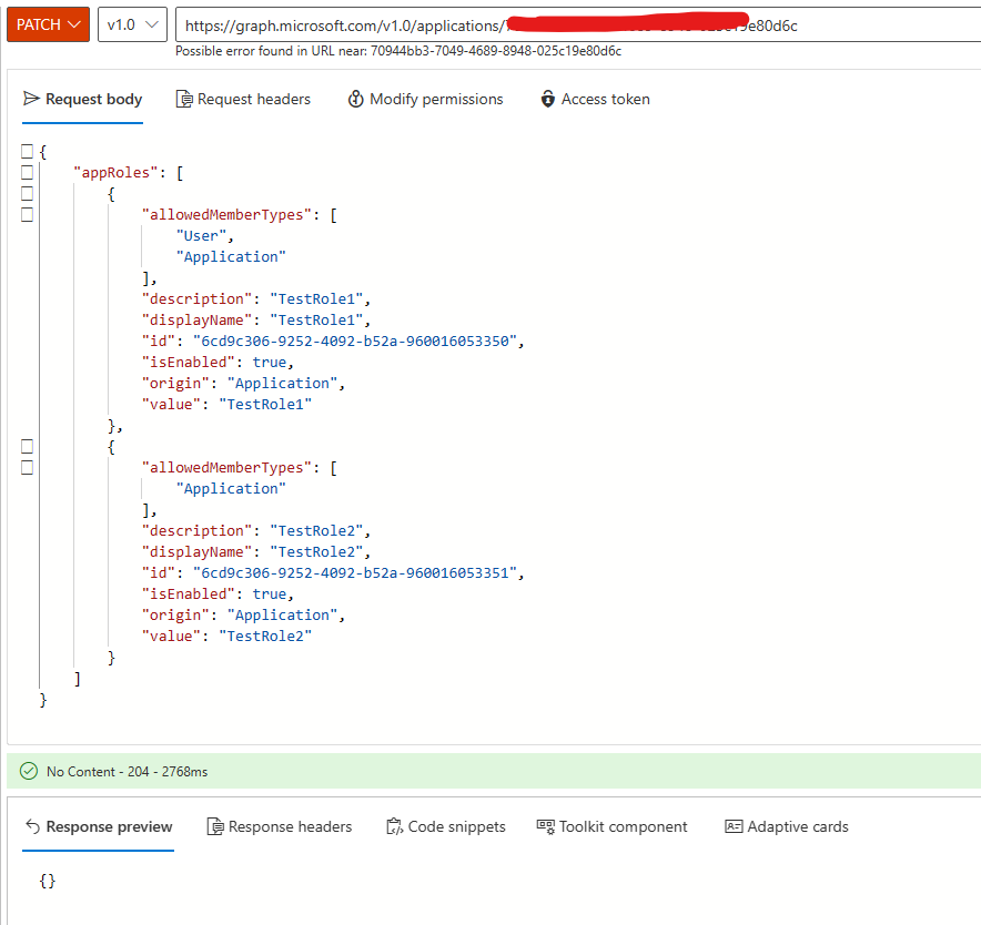 Creating AppRoles With Graph API - Microsoft Q&A