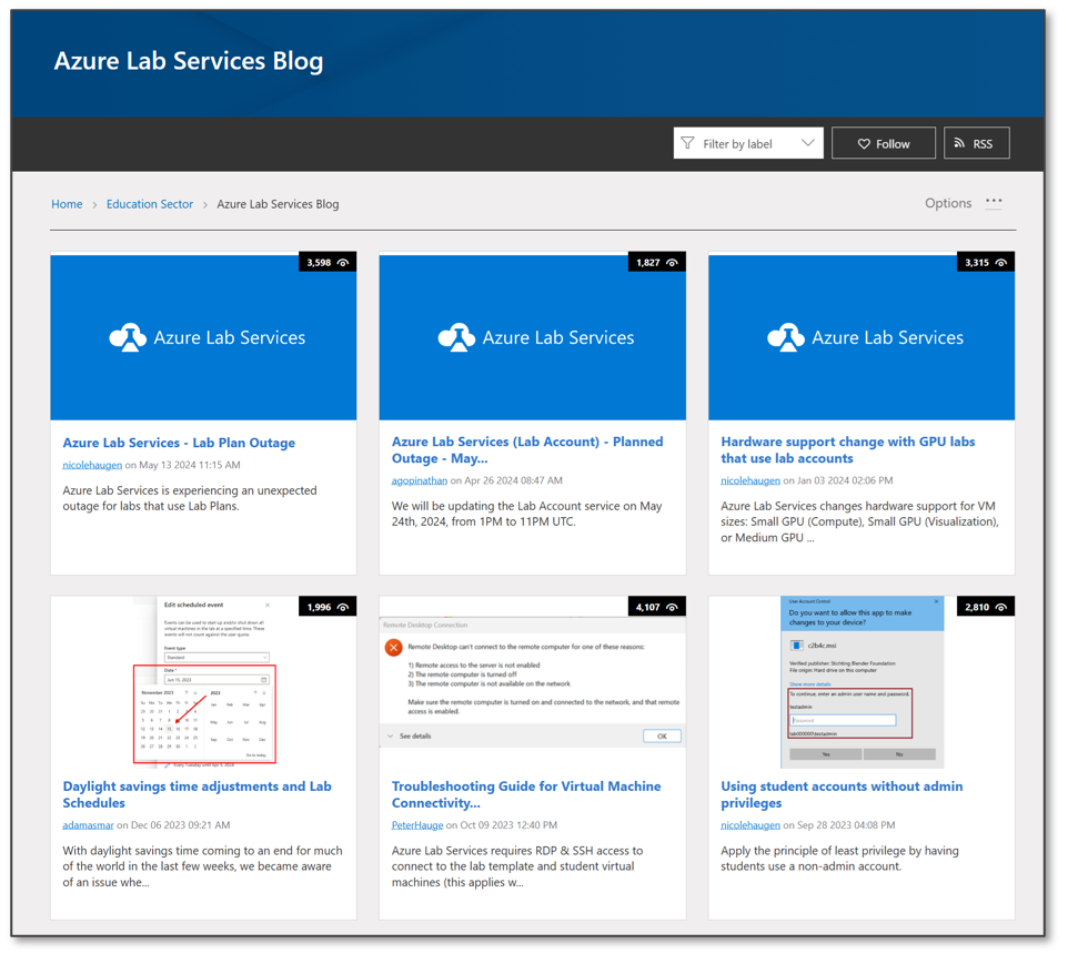 Can anyone help me to find latest updates in azure lab service ...