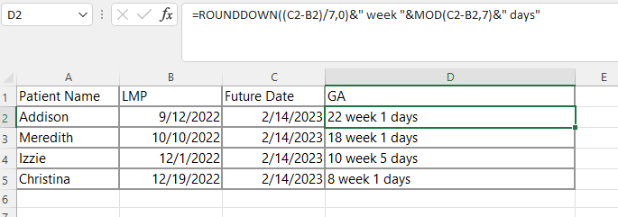 Calculating Gestational Age - Microsoft Q&A