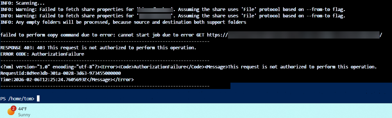 Error trying to copy file share to another storage account - Microsoft Q&A