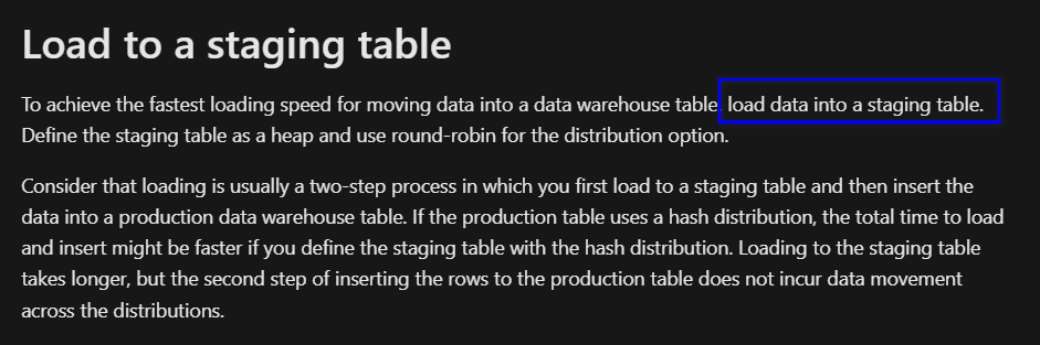 Loading data into a dedicated SQL pool in Azure Synapse Analytics - Microsoft Q&A