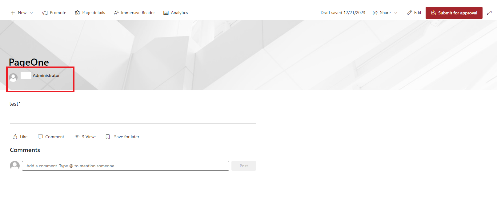 Author byline hidden on Sharepoint while page has a draft version ...