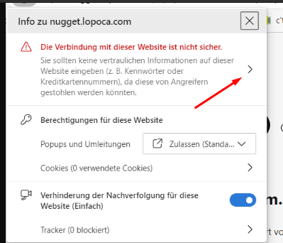 Edge - "Verbindung ist nicht sicher" Seite trotzdem laden - Microsoft Q&A