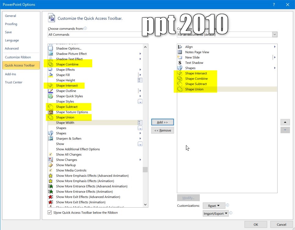 PPT 365 no Custom shape tools: Union, combine, subtract or Interesect ...