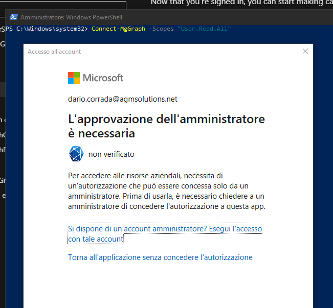 Why "Request administrator consent" if it has already consented ...