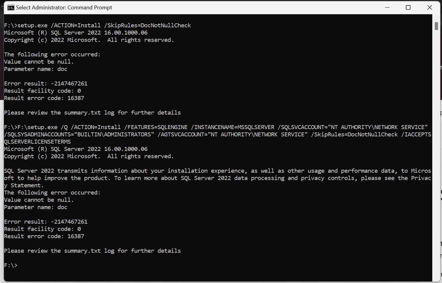 SQL Server Setup failure. - Microsoft Q&A