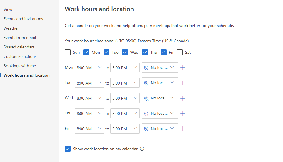 Change work hours time zone - Microsoft Q&A