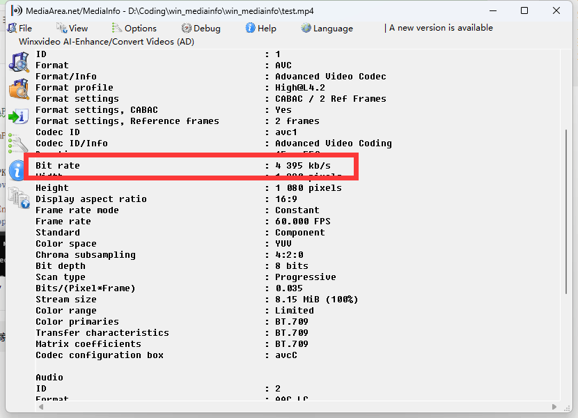 How the media bitrate information is obtained in file property ...