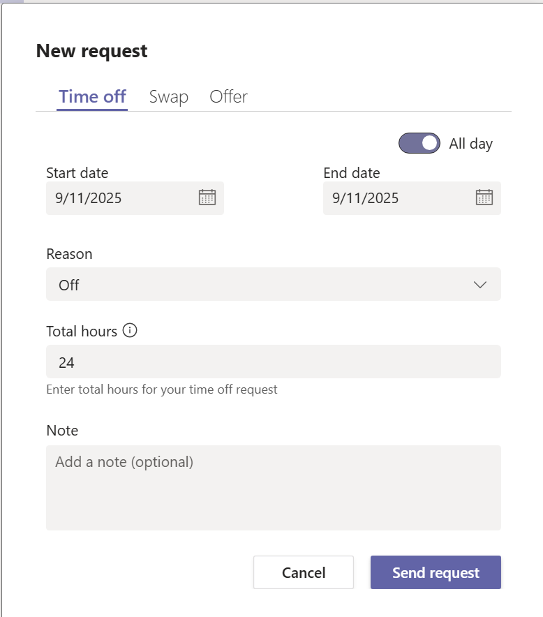 Is there a way to create a "OFF shift" in Teams Shifts? - Microsoft Q&A