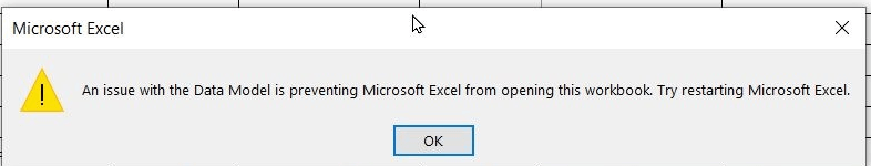 In Excel 365 An issue with the data model is preventing me from editing/deleting a broken query ...