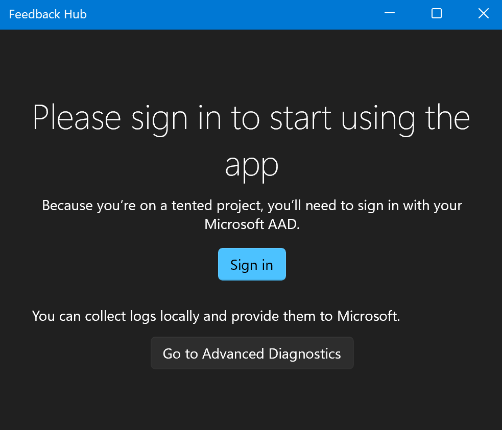 Feedback Hub App on Windows 11 24H2 Arm64 says Tented Projected ...