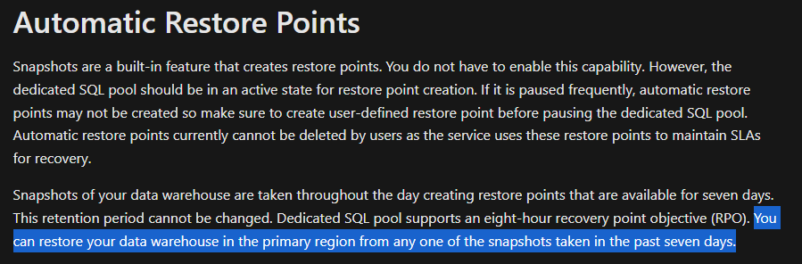 Step By Step Restore Of Dedicated Sql Pool Using Geo Backup Microsoft Qanda