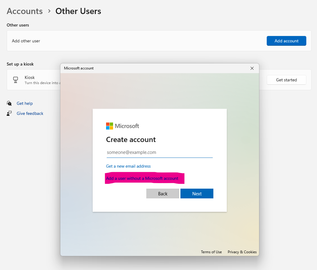 "Sign in with a local account instead" option is missing - Microsoft Q&A
