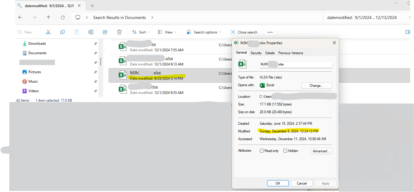 Windows 11 File Explorer search not using latest Modified Date on files ...