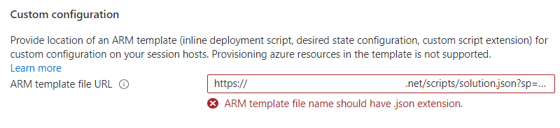 [VDI] Can't use arm template link with SAS Token through azure ...