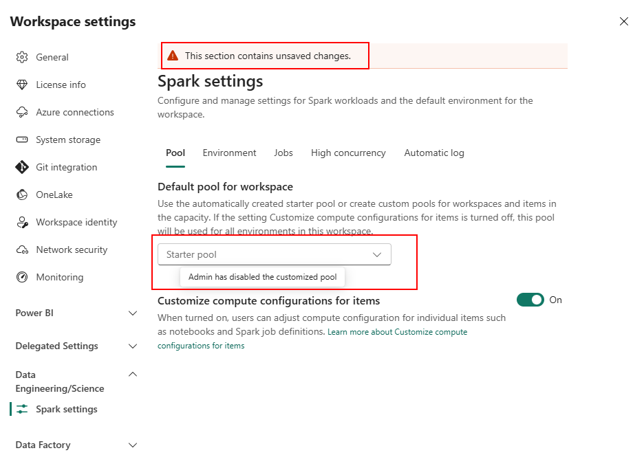Microsoft Fabric spark starter pool disabled - Microsoft Q&A