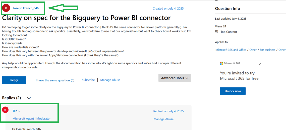 Clarity on spec for the Bigquery to Power BI connector - Microsoft Q&A