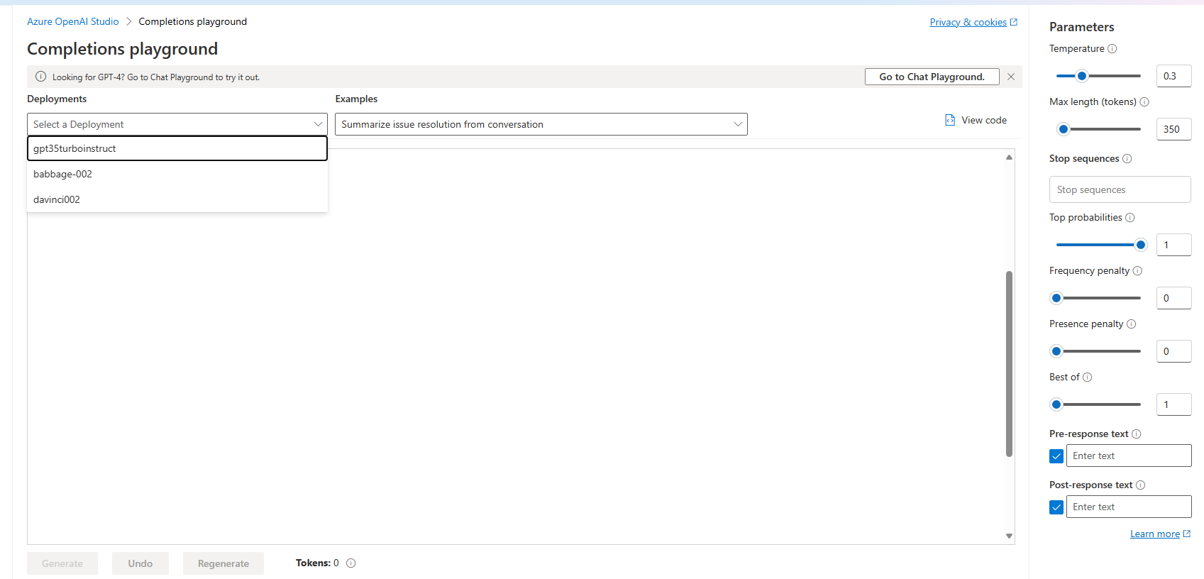 Why Deployments is disabled under Completions playground - Microsoft Q&A