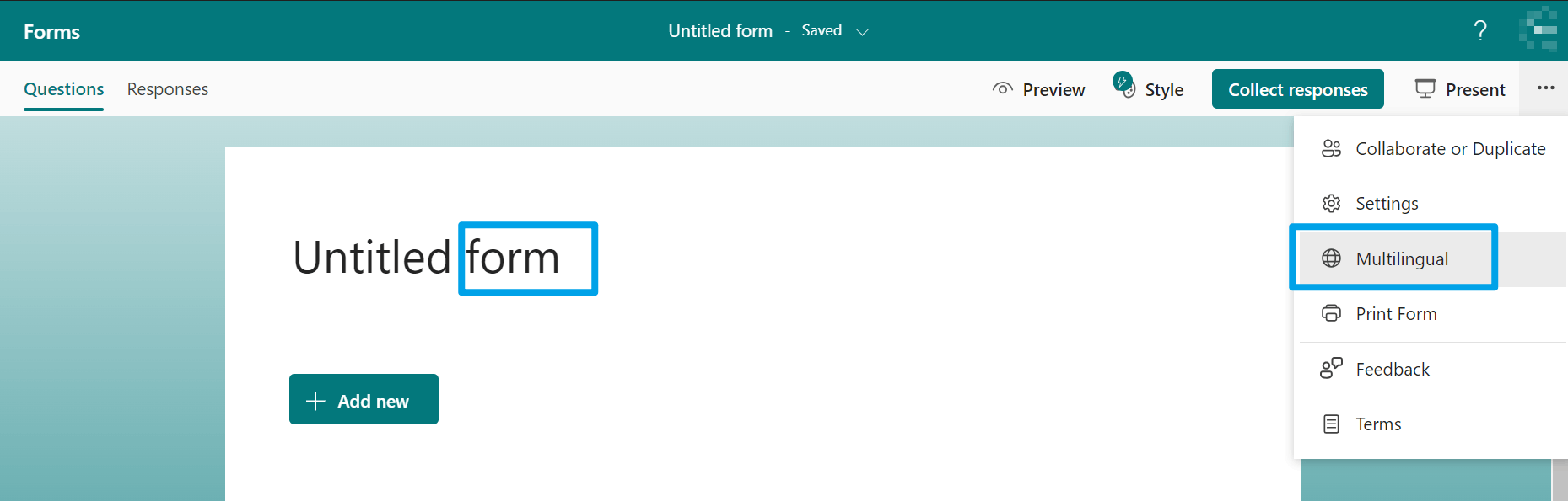 Créer un formulaire type questionnaire multilingue - Microsoft Q&A