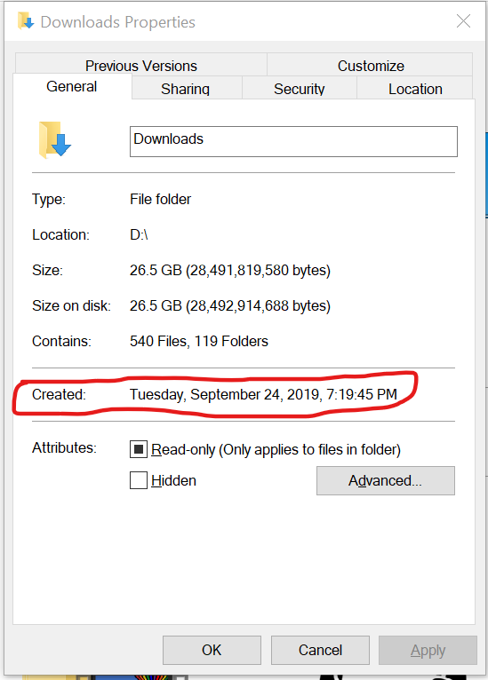 Folder properties don't have last modified date and last accessed date ...